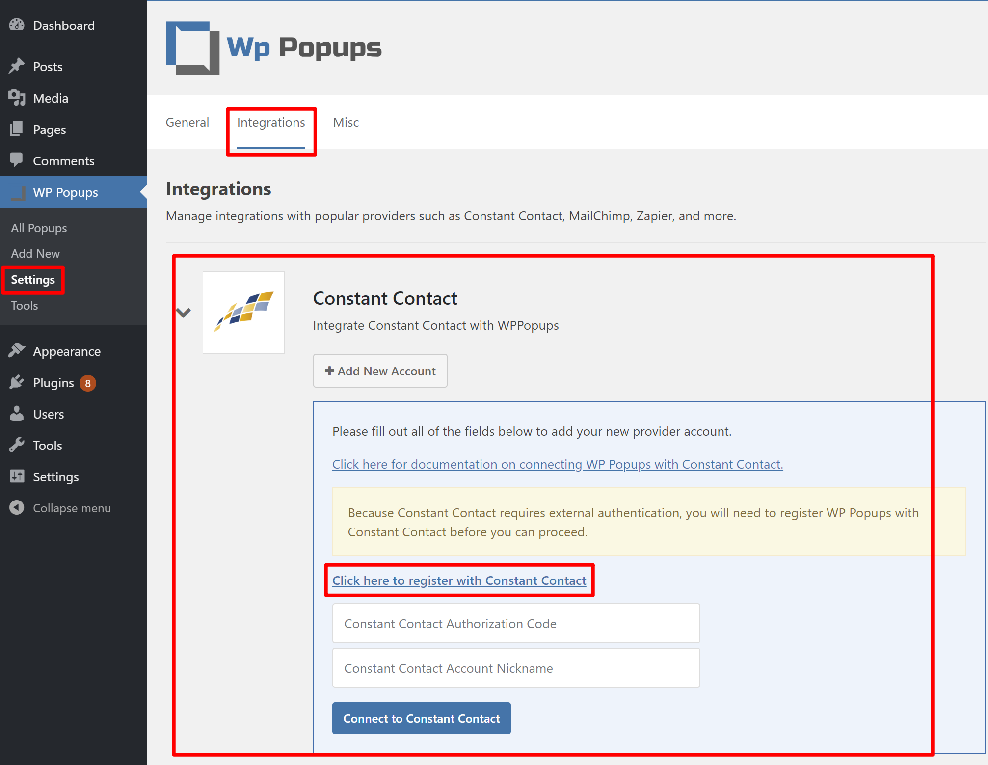 How to Connect Constant Contact to WP Popups - WP Popups Documentation