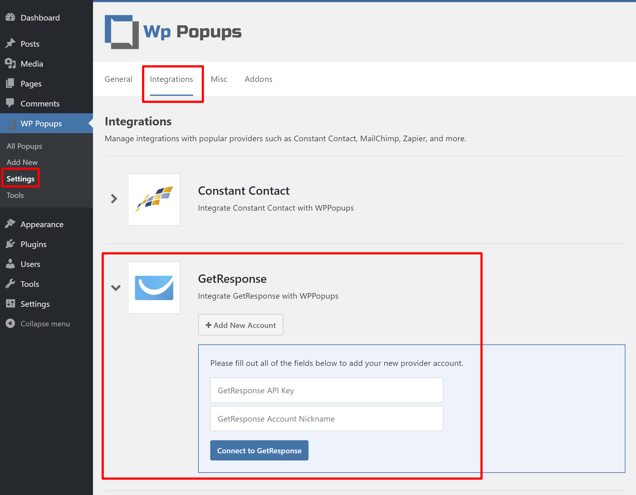 How to Connect GetResponse Addon to WP Popups - WP Popups Documentation